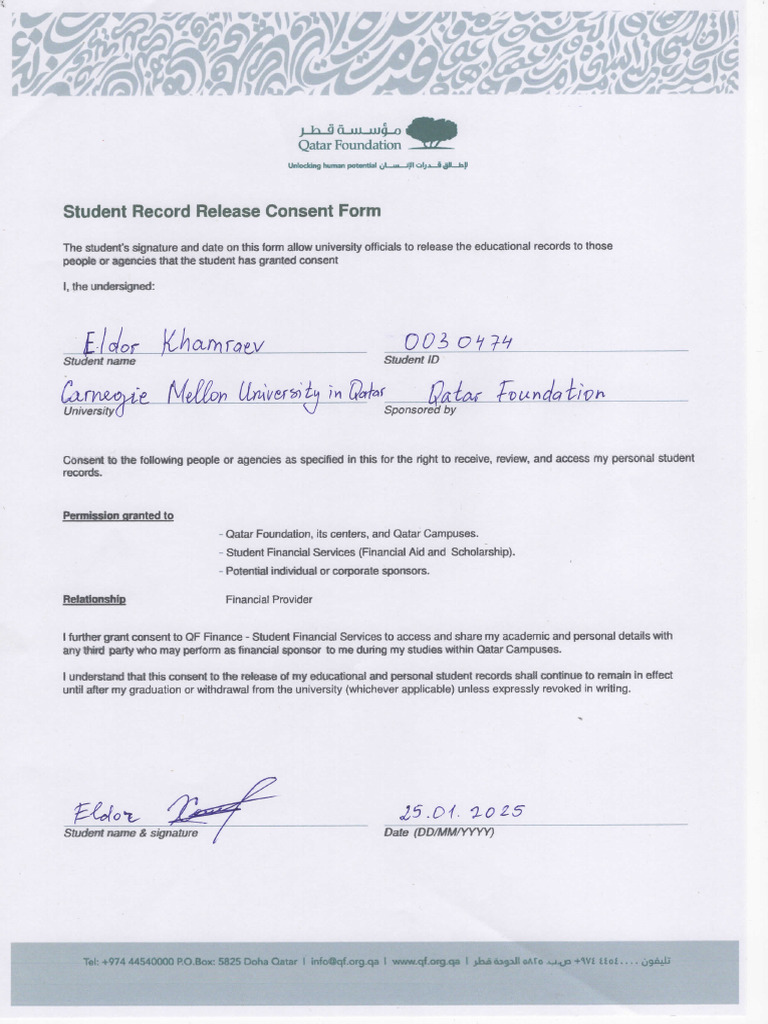 Student Release Consent Form | PDF