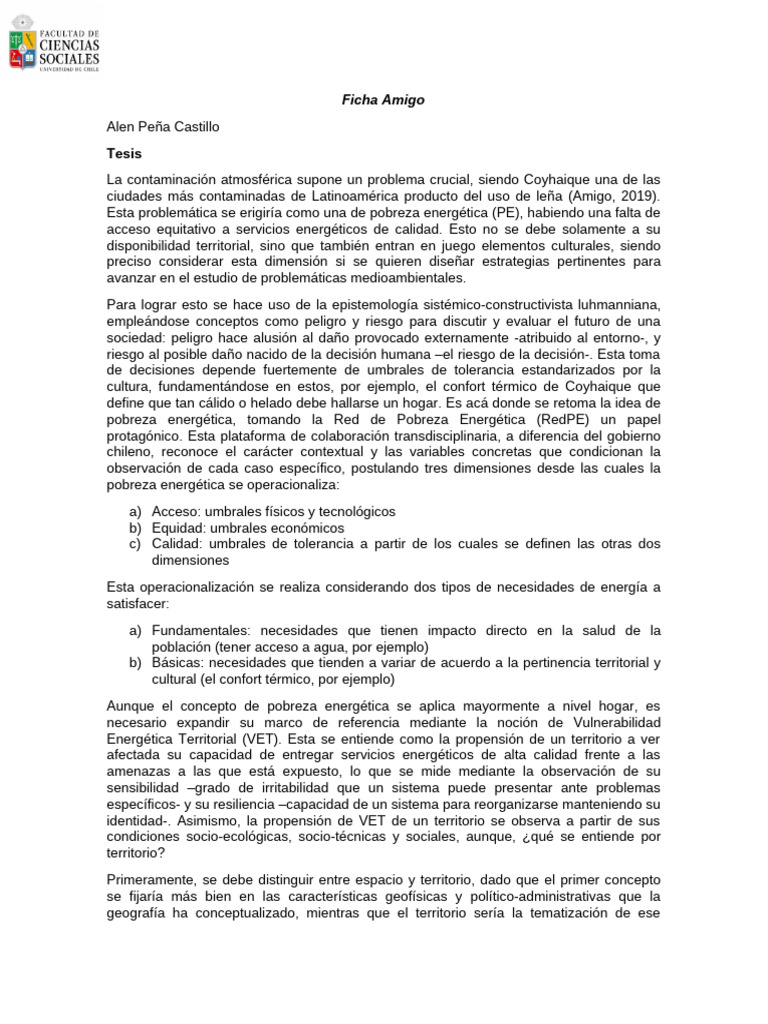 Alen Peña Castillo - Ficha Amigo | PDF | Pobreza | Pobreza e indigencia