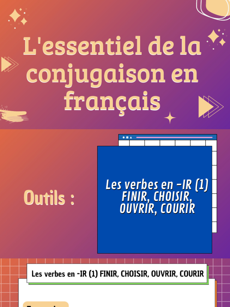 Conjugaison des verbes en -IR | PDF | Verbe | Nombre grammatical