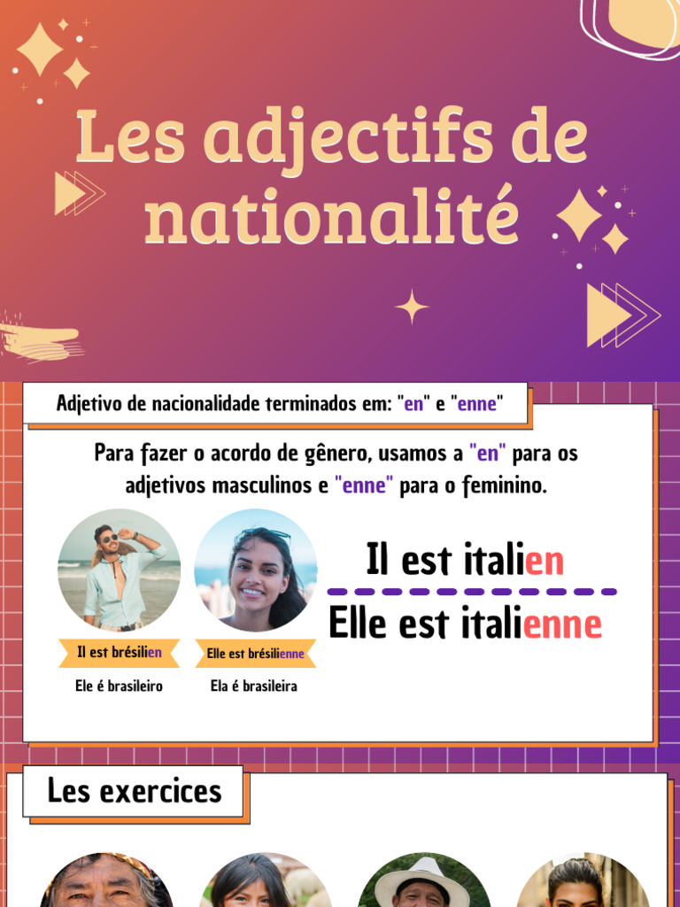 Les adjectifs de nationalité | PDF | Linguística | Morfologia linguística