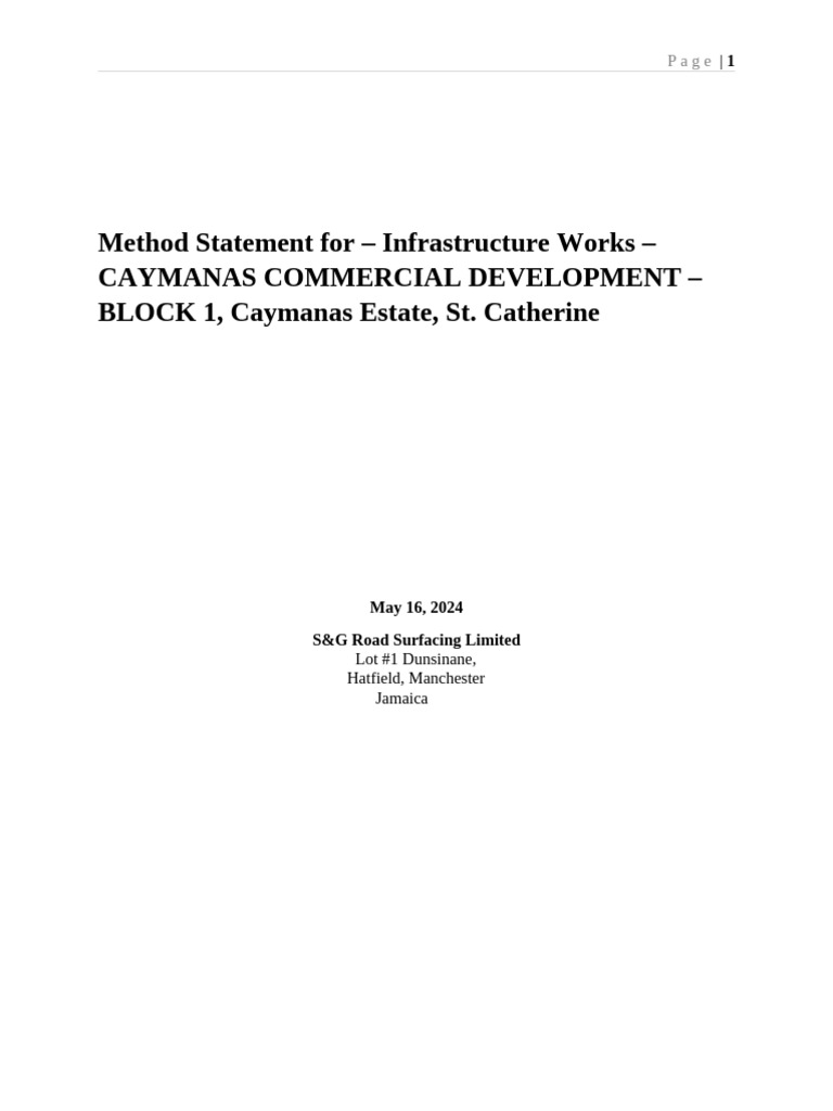 Caymanas Commercial Development Method Statement | PDF | Sanitary Sewer ...
