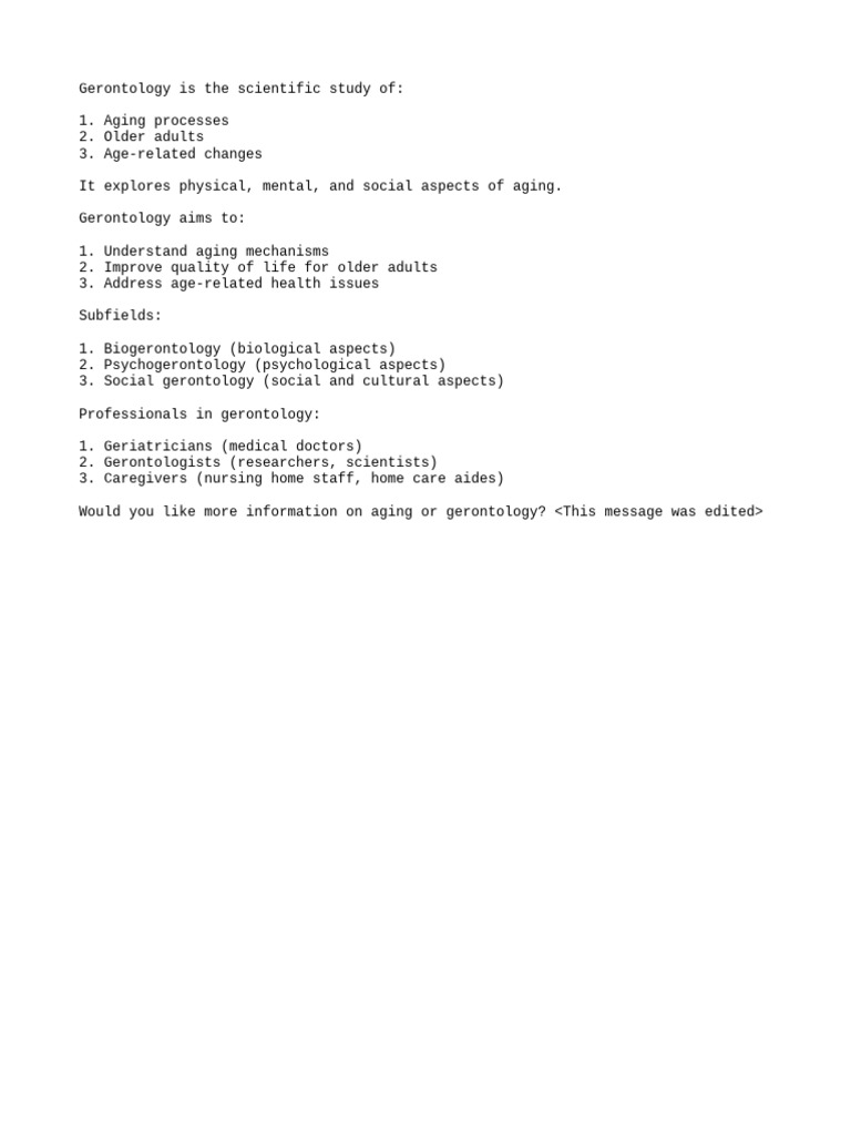 Understanding Gerontology Basics | PDF