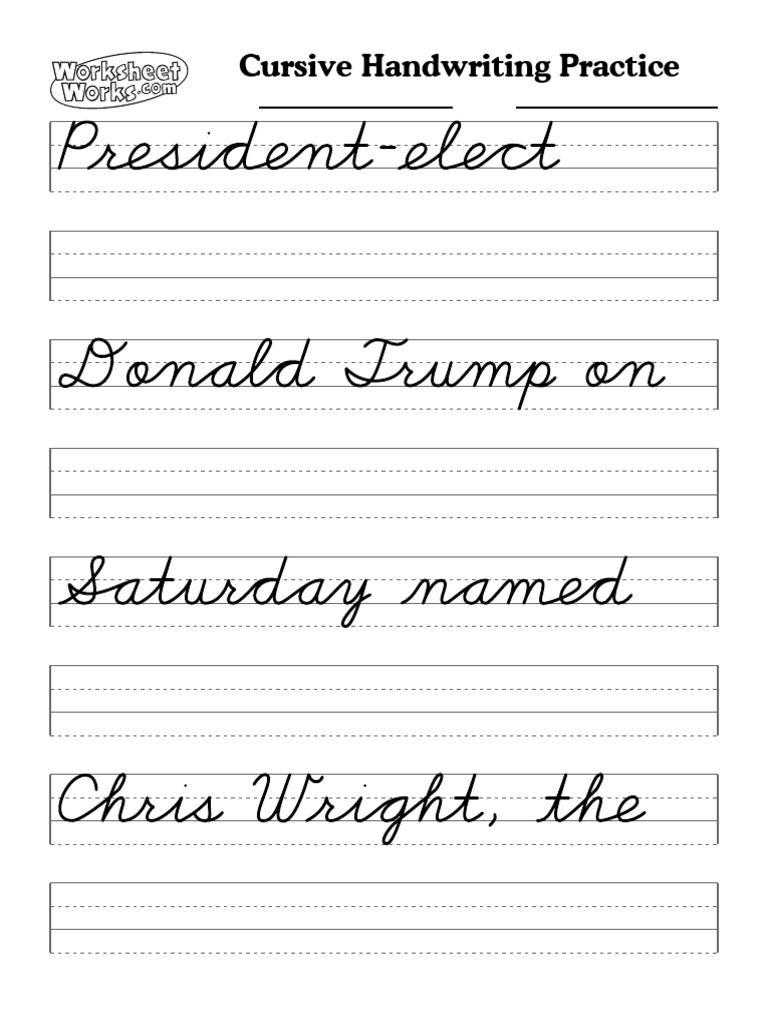 WorksheetWorks Cursive Handwriting Practice 2 | PDF