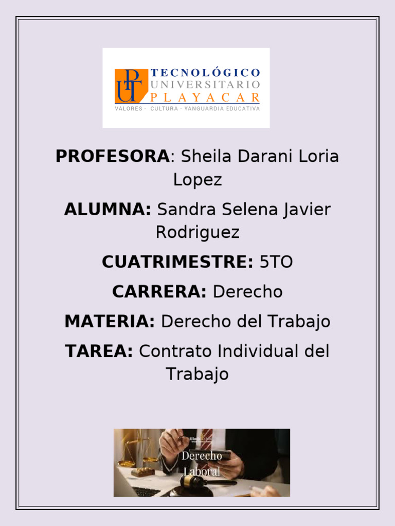 Ejemplo de Contrato Individual de Trabajo | PDF | Sociedad de ...