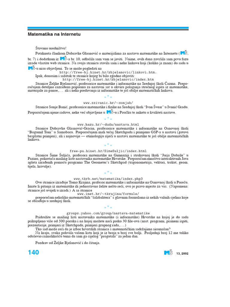 Matematika Na Internetu | PDF