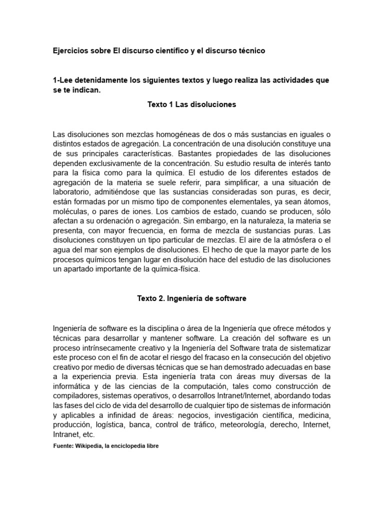 Ejercicios%20sobre%20el%20discurso%20cient%C3%ADfico | PDF | Software ...