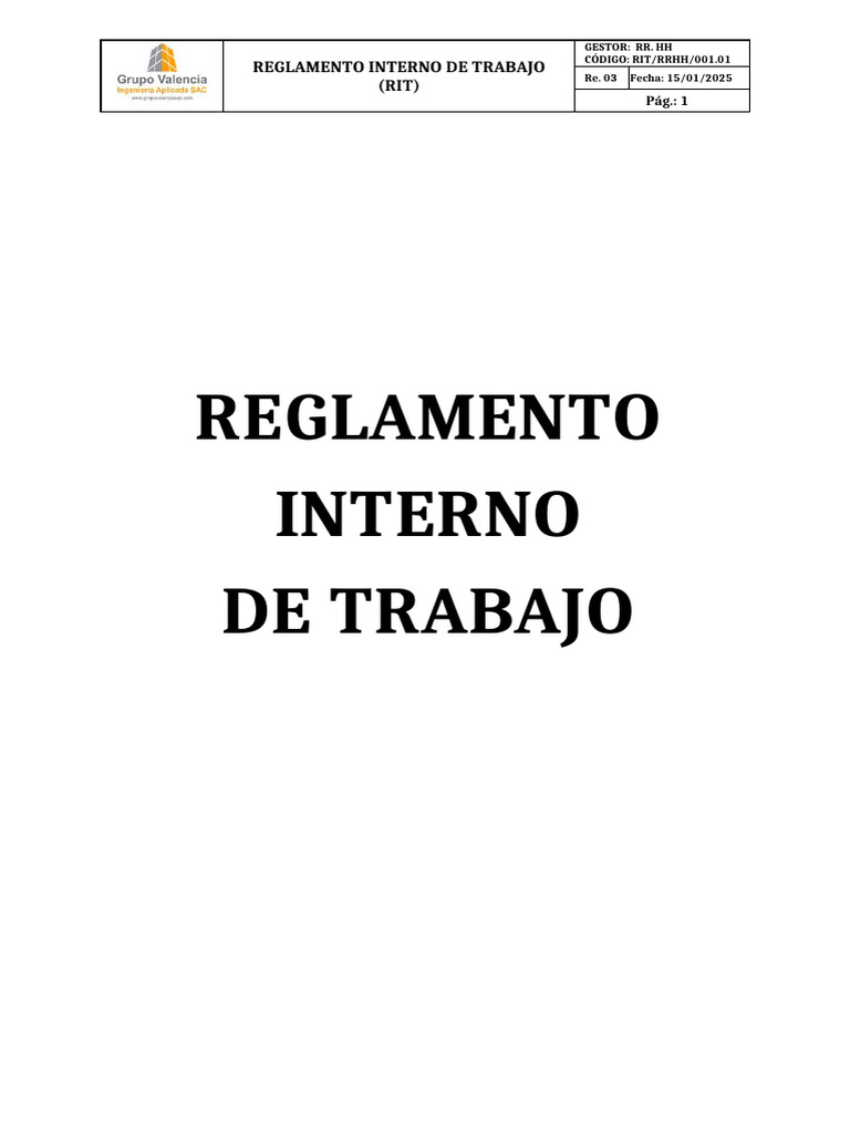 Reglamento Interno de Trabajo 2025 | PDF | Derecho laboral | Gestión de recursos humanos
