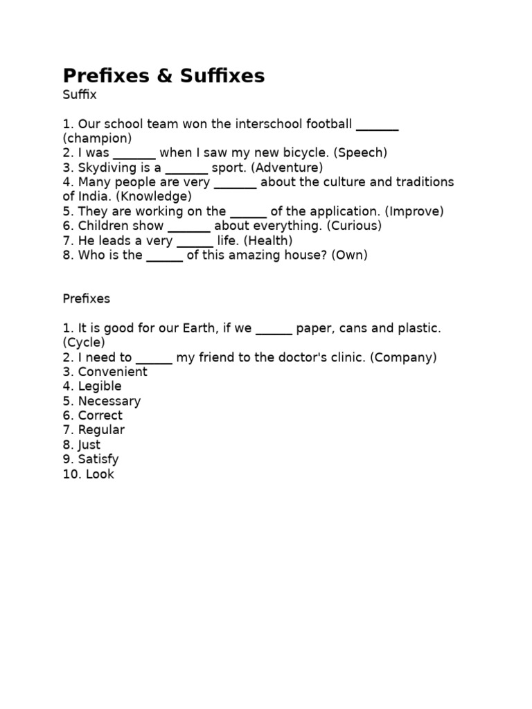 Prefixes & Suffixes | PDF
