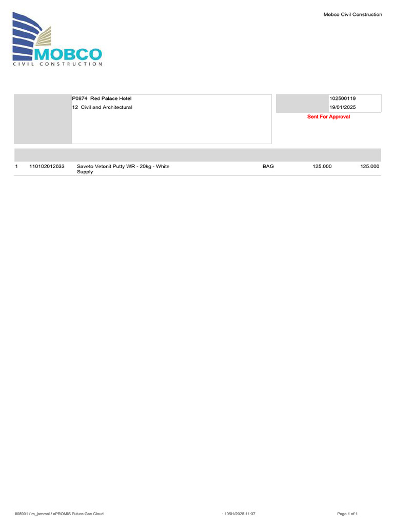 Red Palace Hotel Construction Supplies | PDF