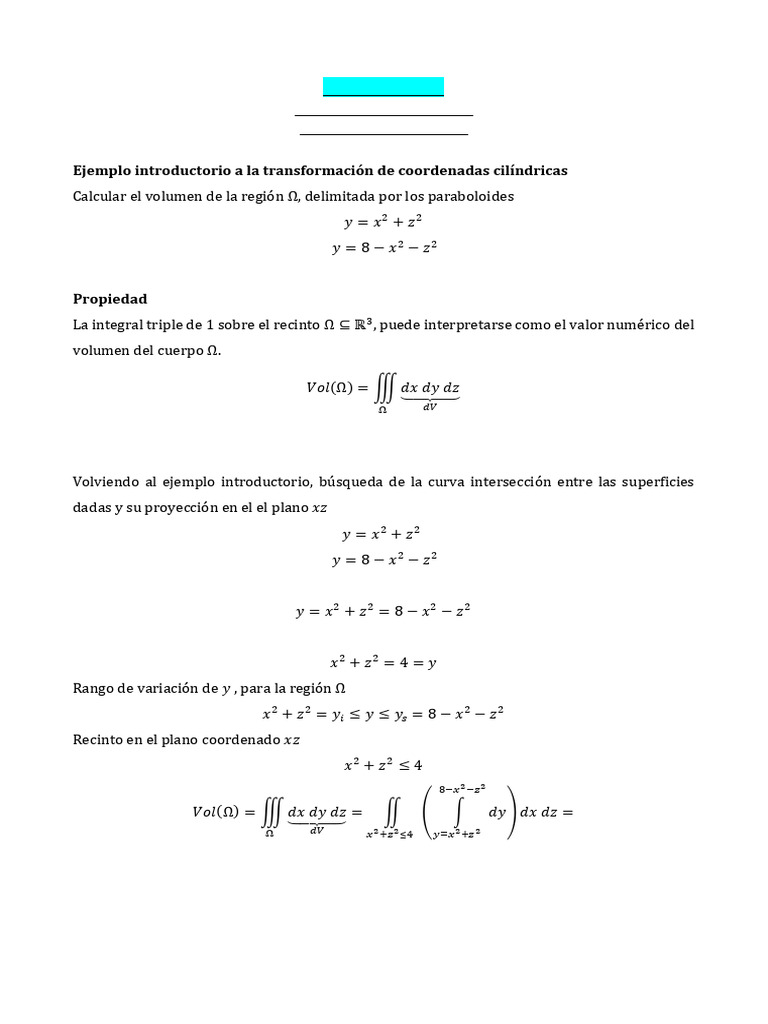 Integrales Triples Coordenadas Cilindricas | PDF | Integral | Función ...