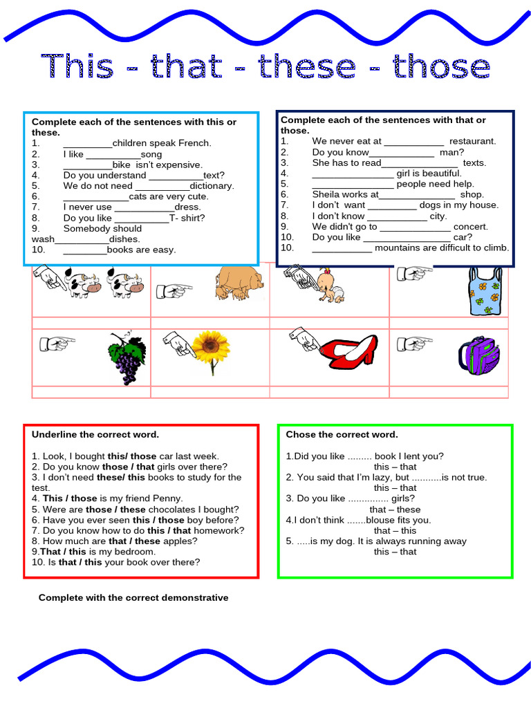Demonstratives Exercise | PDF