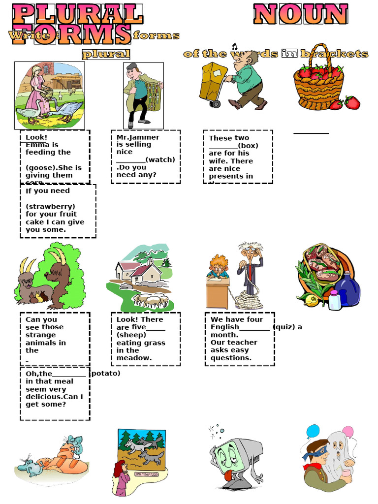 plural forms of nouns worksheet 1 | PDF