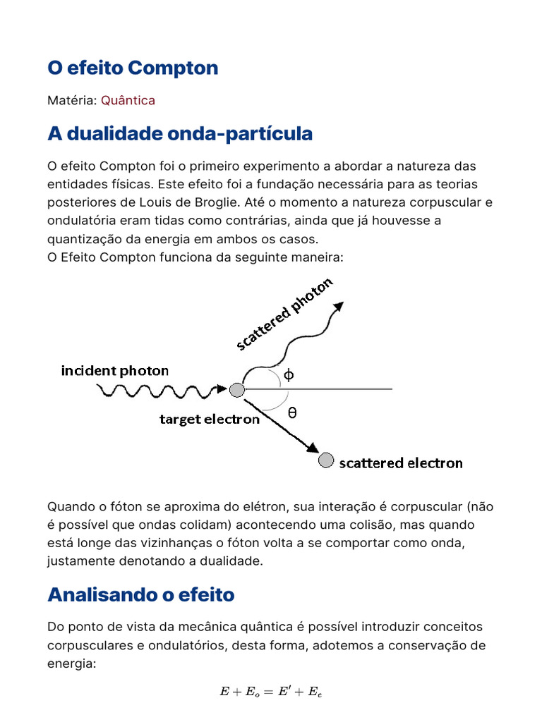 O efeito Compton | PDF | Química Física | Física Teórica