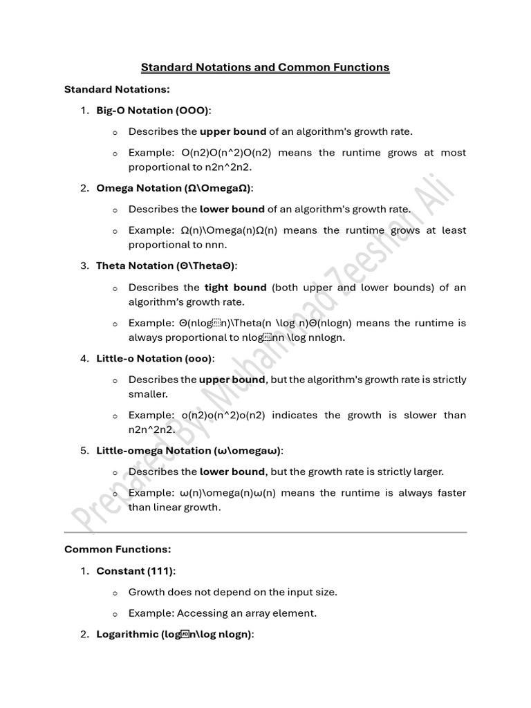 Standard Notations and Common Functions | PDF