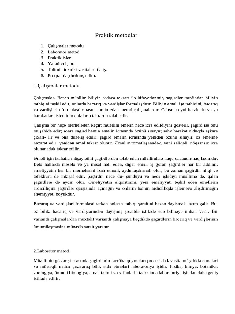 Praktik Metodlar | PDF