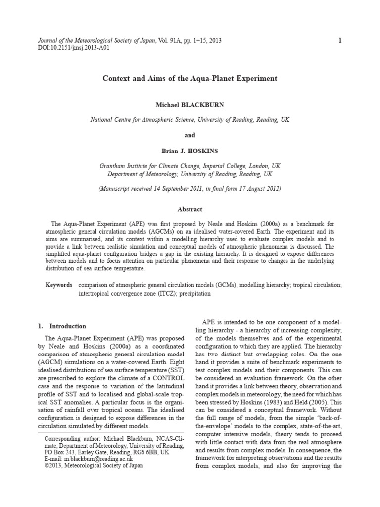 91A_2013-A01 | PDF | General Circulation Model | Atmospheric Circulation