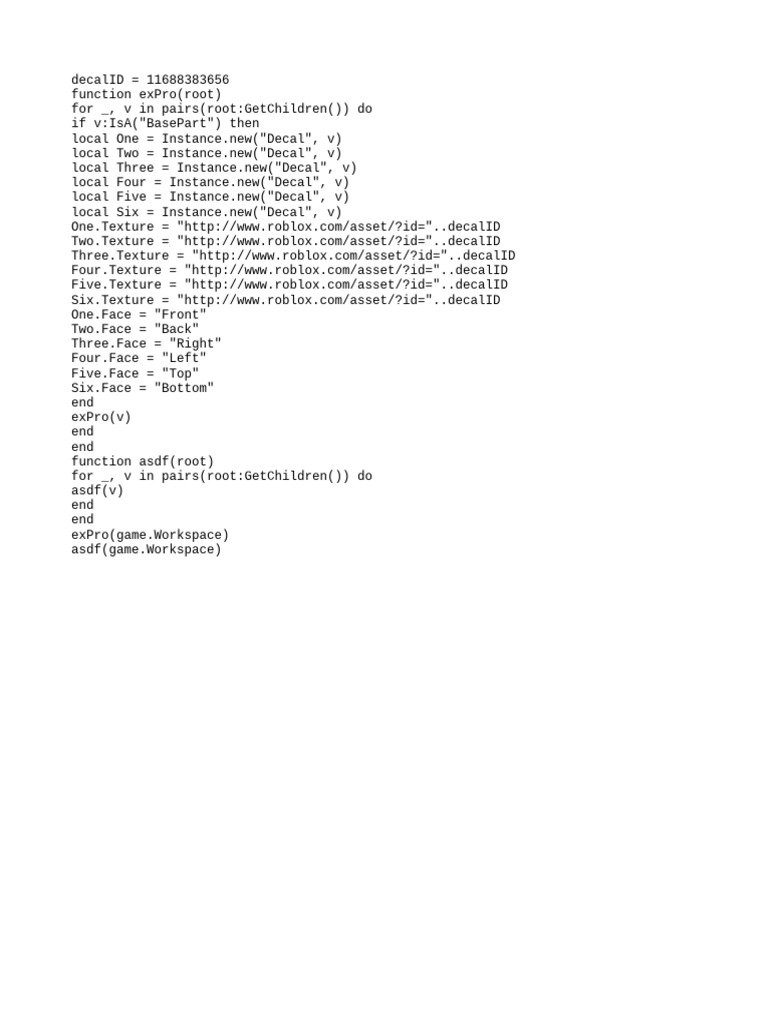 Roblox Decal Application Script | PDF