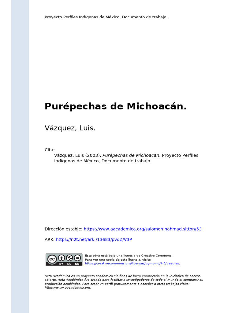 Vázquez, Luis (2003) - Purépechas de Michoacán | PDF | México