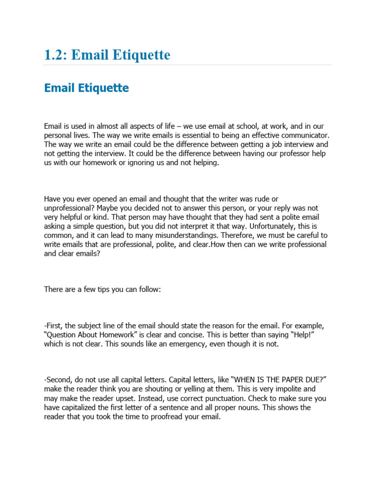1.2 Email Etiquette | PDF