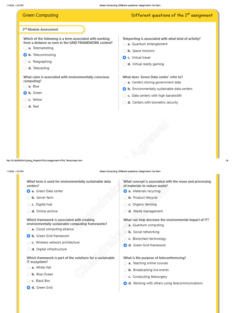 Green Computing (Different Questions) Assignment-I 3rd Sem | PDF | Data Center | Computing