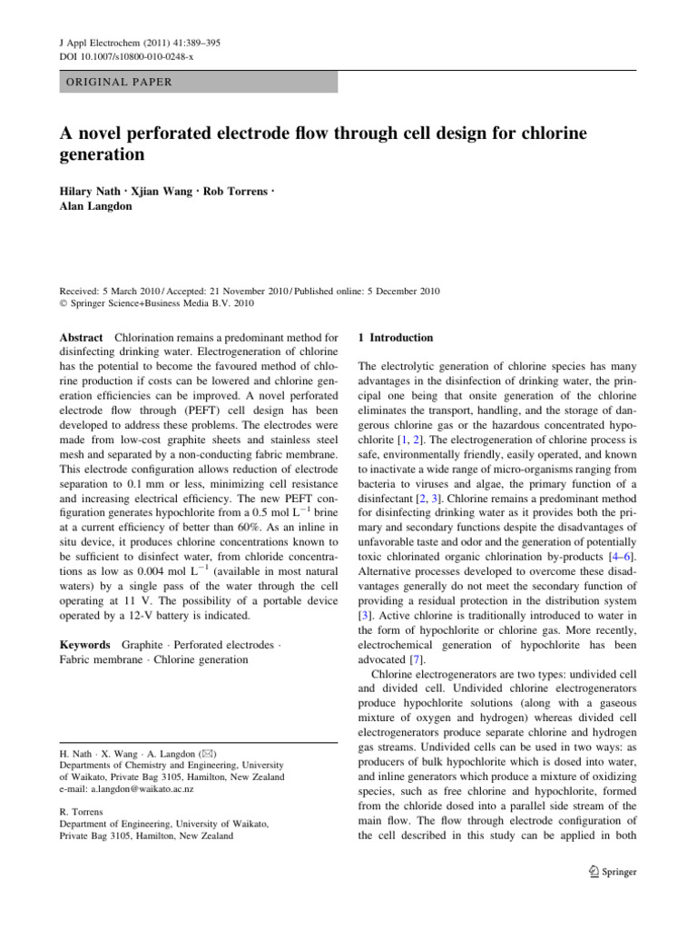 A Novel Perforated Electrode Flow Throug-1 | PDF | Electrochemistry ...