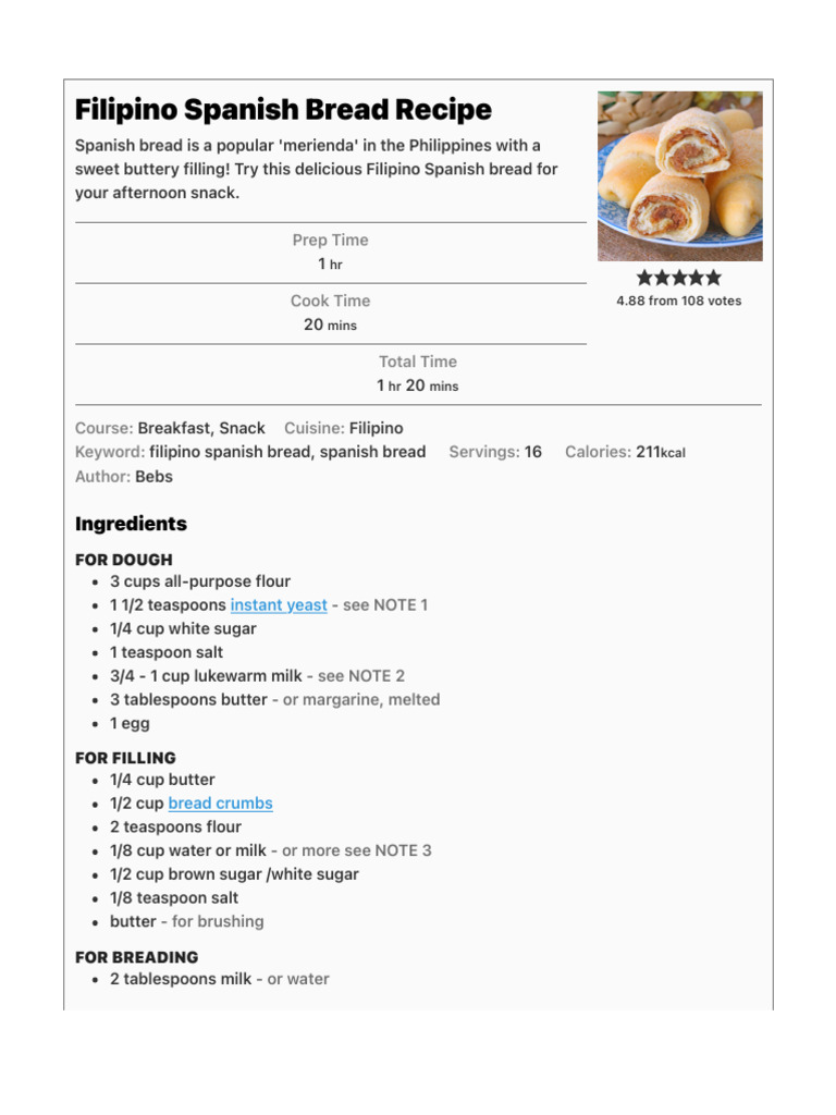 Filipino Spanish Bread Recipe - Foxy Folksy | PDF | Breads | Dough