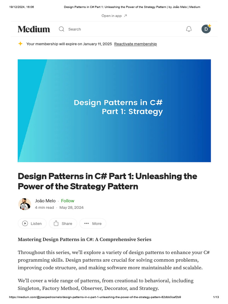 Design Patterns in C# Part 1 - Unleashing The Power of The Strategy ...