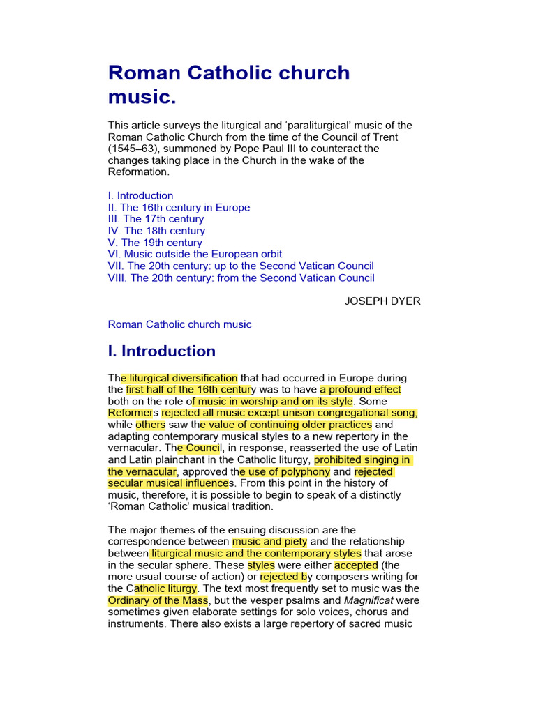 History of Roman Catholic Church Music | PDF | Gregorian Chant | Church ...