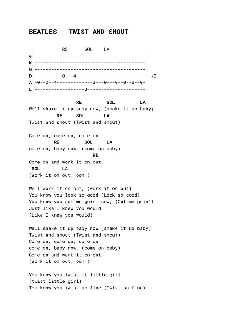 Twist and Shout - The Beatles | PDF