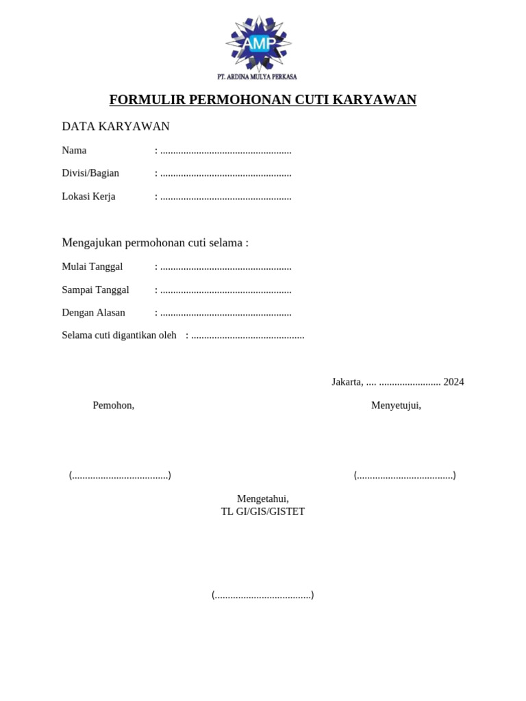 Form Cuti Karyawan 2024 | PDF