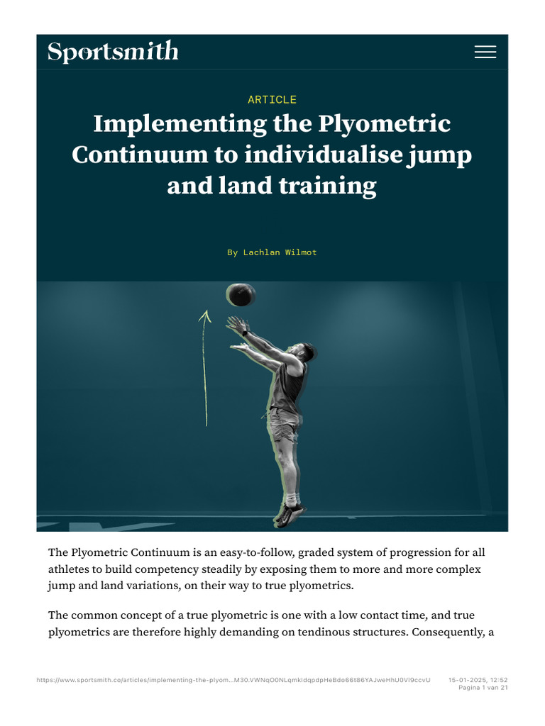Implementing The Plyometric Continuum - Sportsmith | PDF
