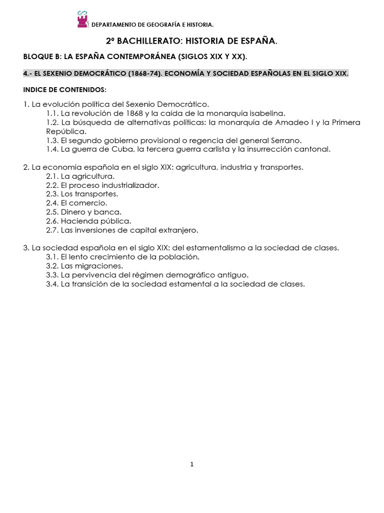 4. El Sexenio democráítico | PDF | Agricultura | España
