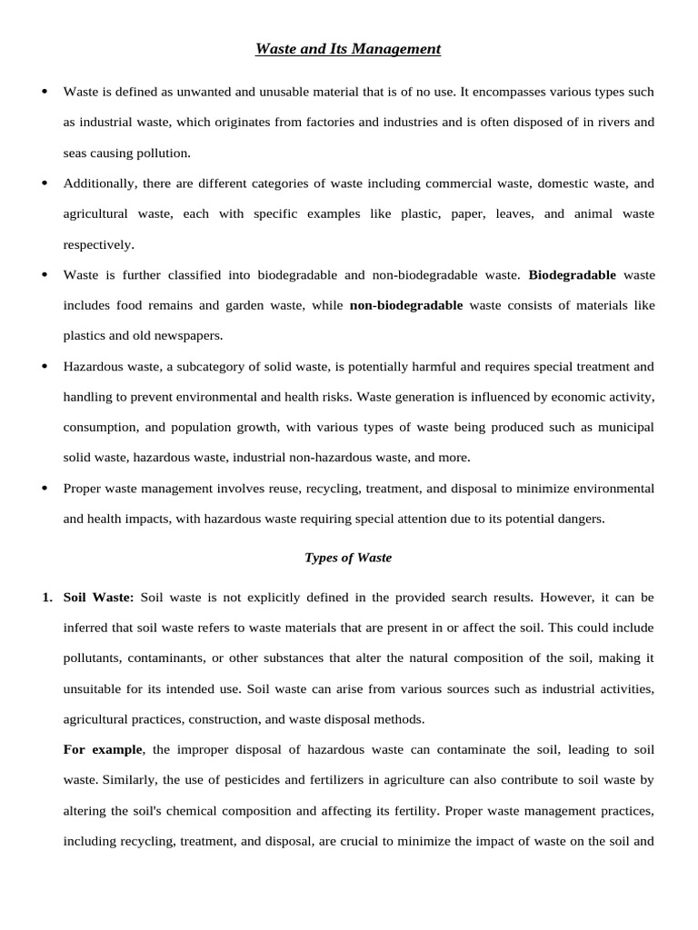 Understanding Waste Types and Management | PDF | Incineration | Waste