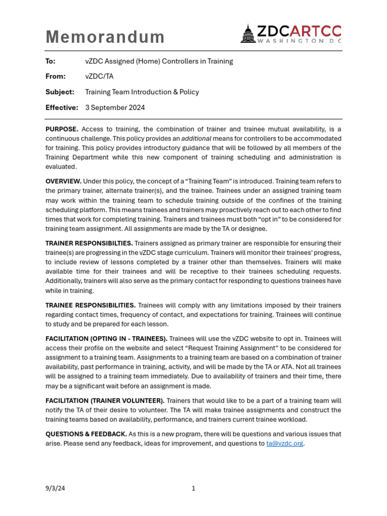 Trainer Assignment Intro Policy | PDF