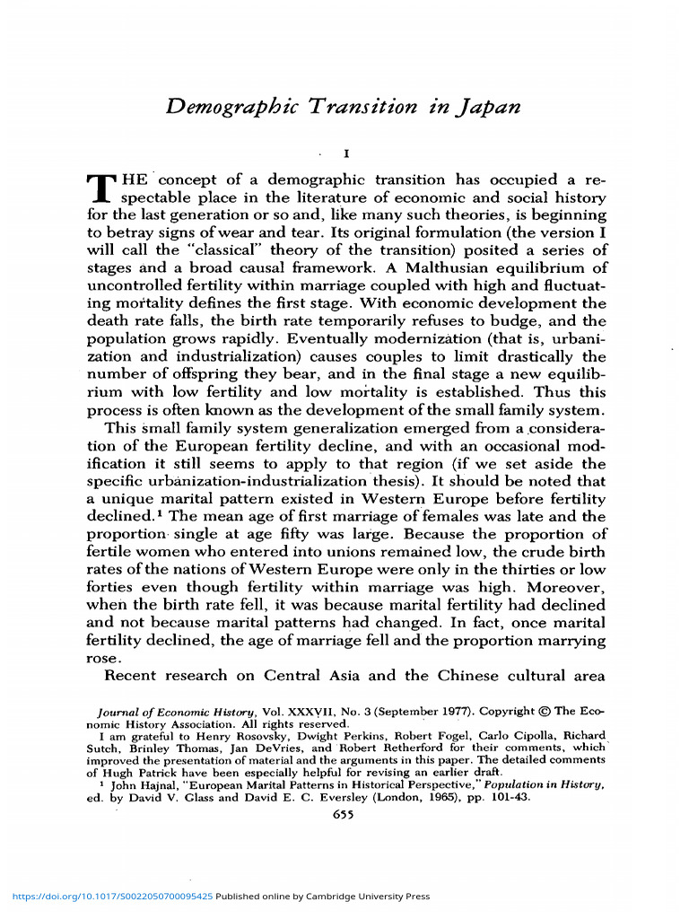 Demographic Transition in Japan | PDF | Fertility | Birth Rate