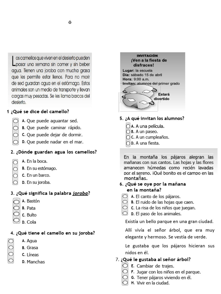 Prueba Diagnóstica Español 2º Grado | PDF