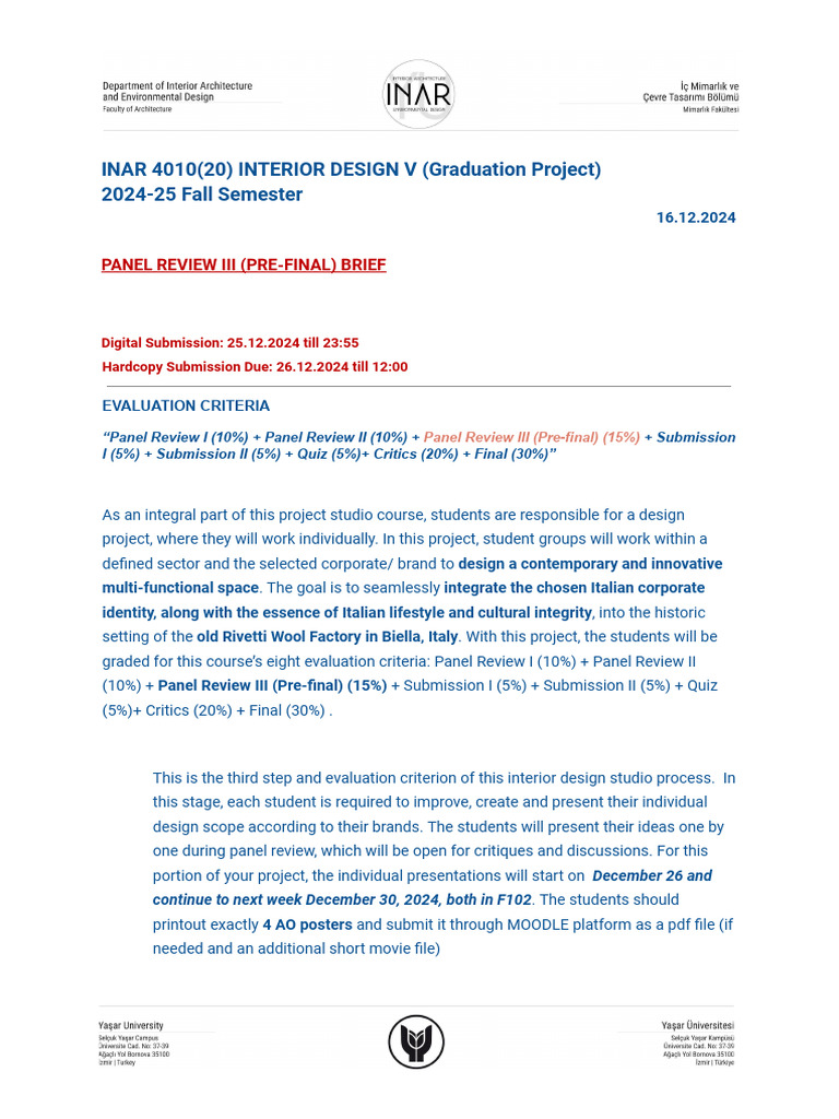 INAR 4010 (20) - Panel Review III Brief | PDF | Design