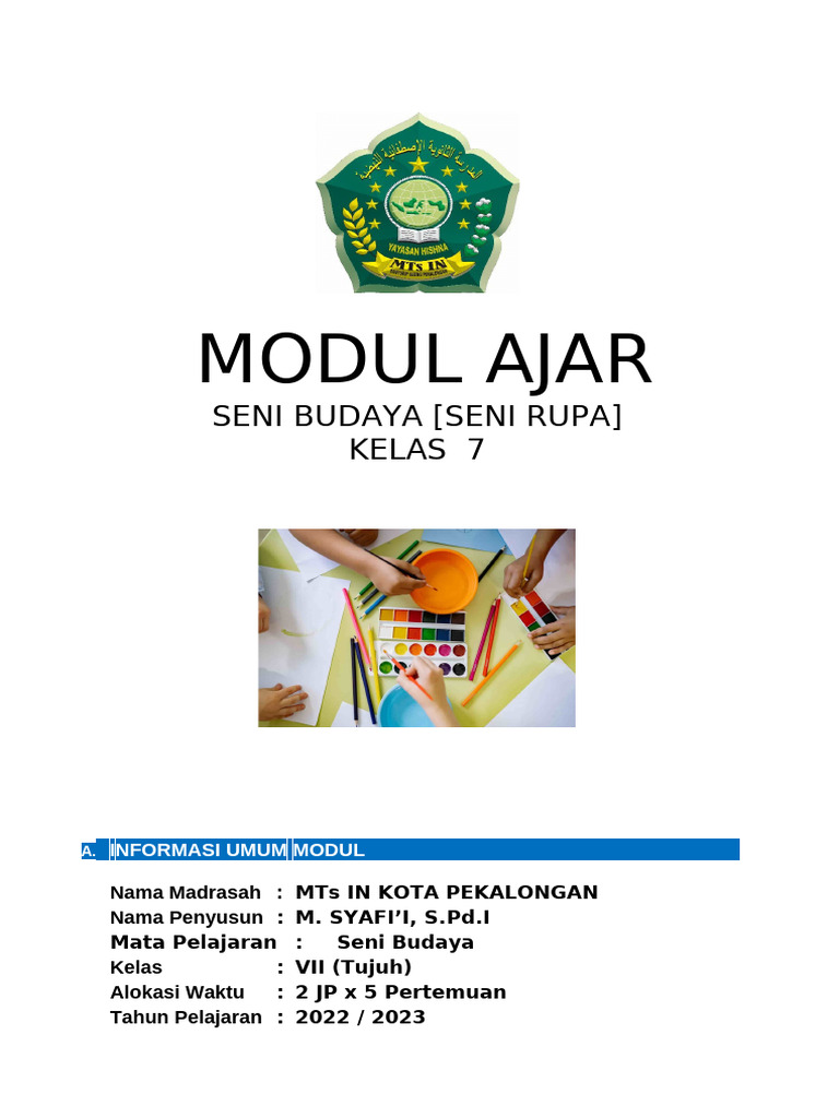Modul Ajar Seni Budaya Kelas 7 | PDF