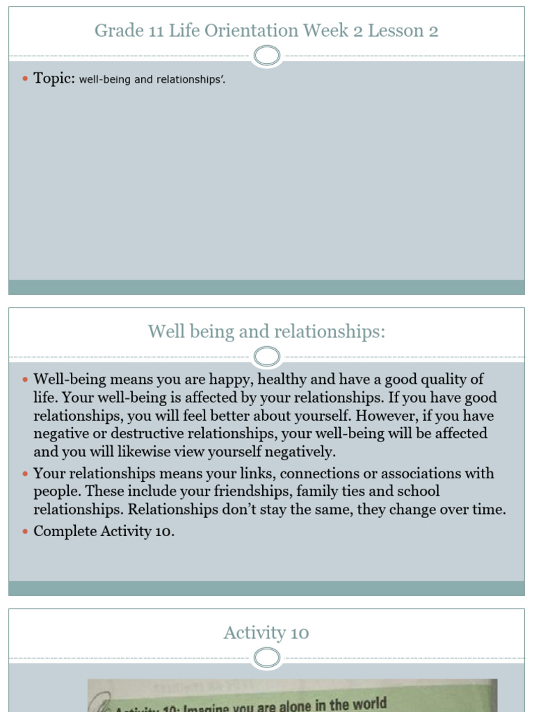Grade 11 Life Orientation Term 1 Week 2 | PDF | Love | Well Being