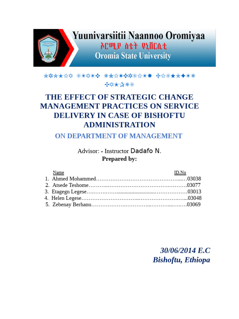 Strategic Change Management Impact on Service Delivery | PDF ...