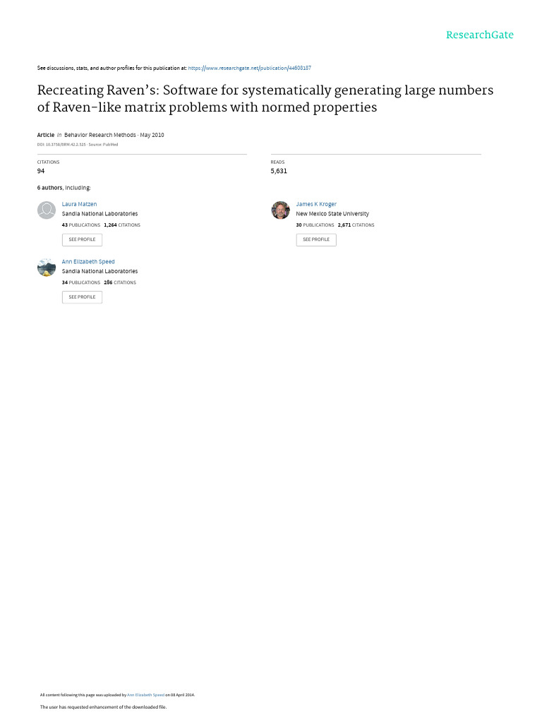 Recreating Ravens Software For Systematically Gen | PDF | Matrix ...