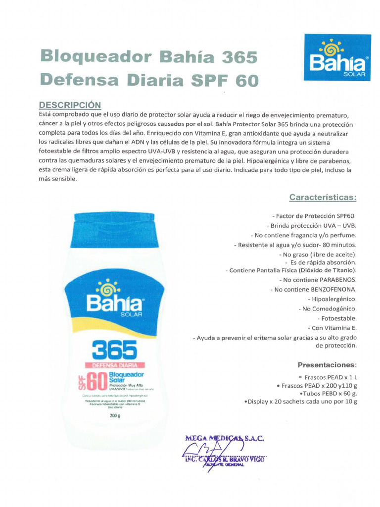 1. Bloqueador Bahia 365 Defensa Diaria Spf 60 | PDF
