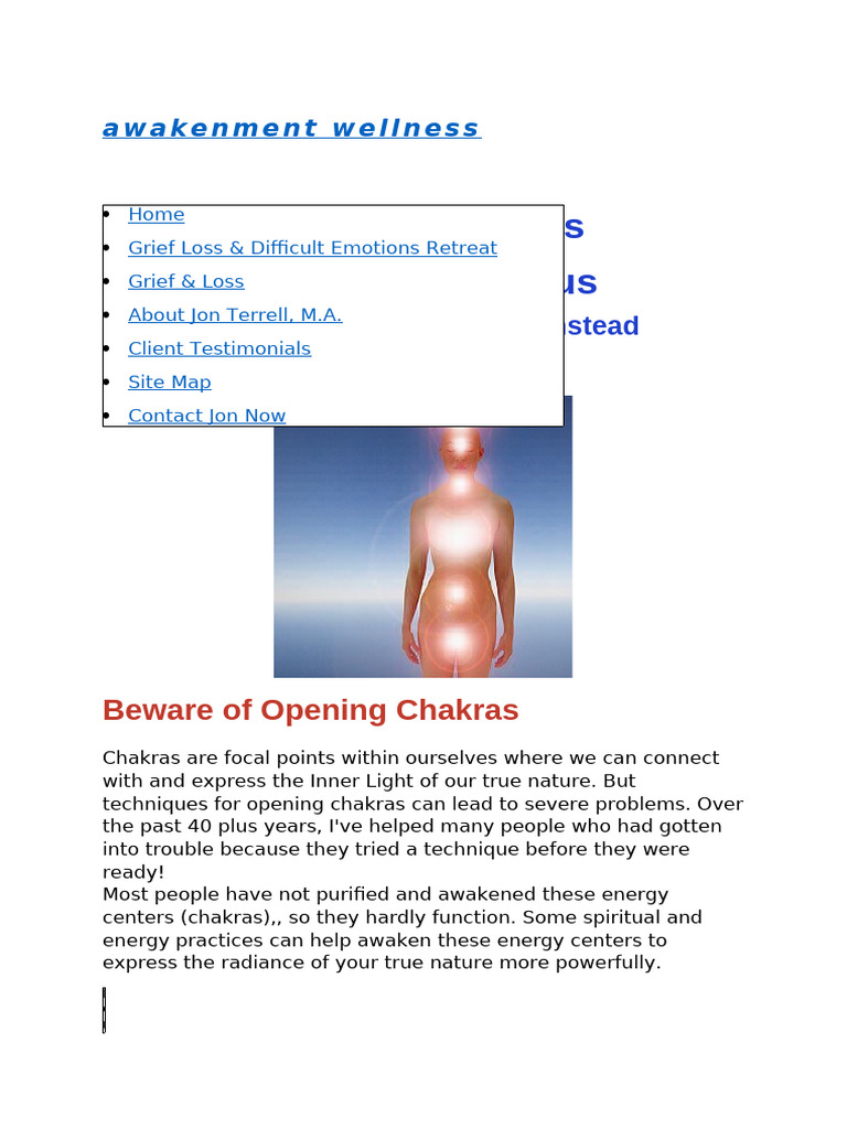 Dangers of Opening Chakras Explained | PDF | Chakra | Feeling