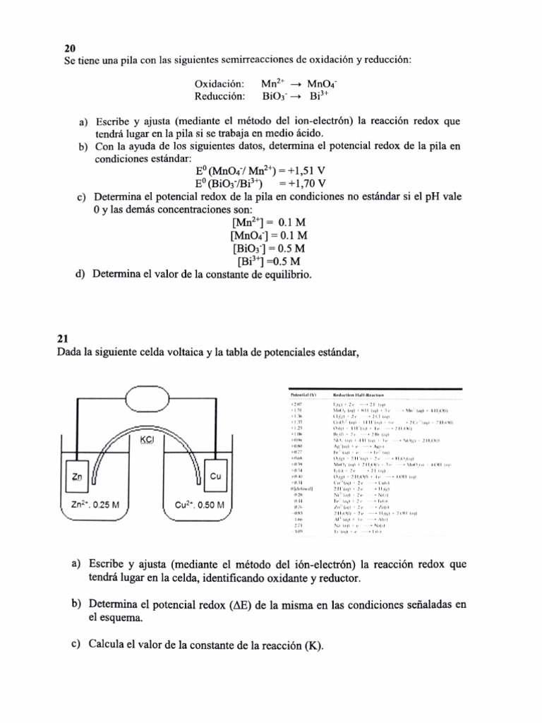 Seminario Electroquimica (Pilas Galvanicas) | PDF | Redox | Ingeniería de Procesos