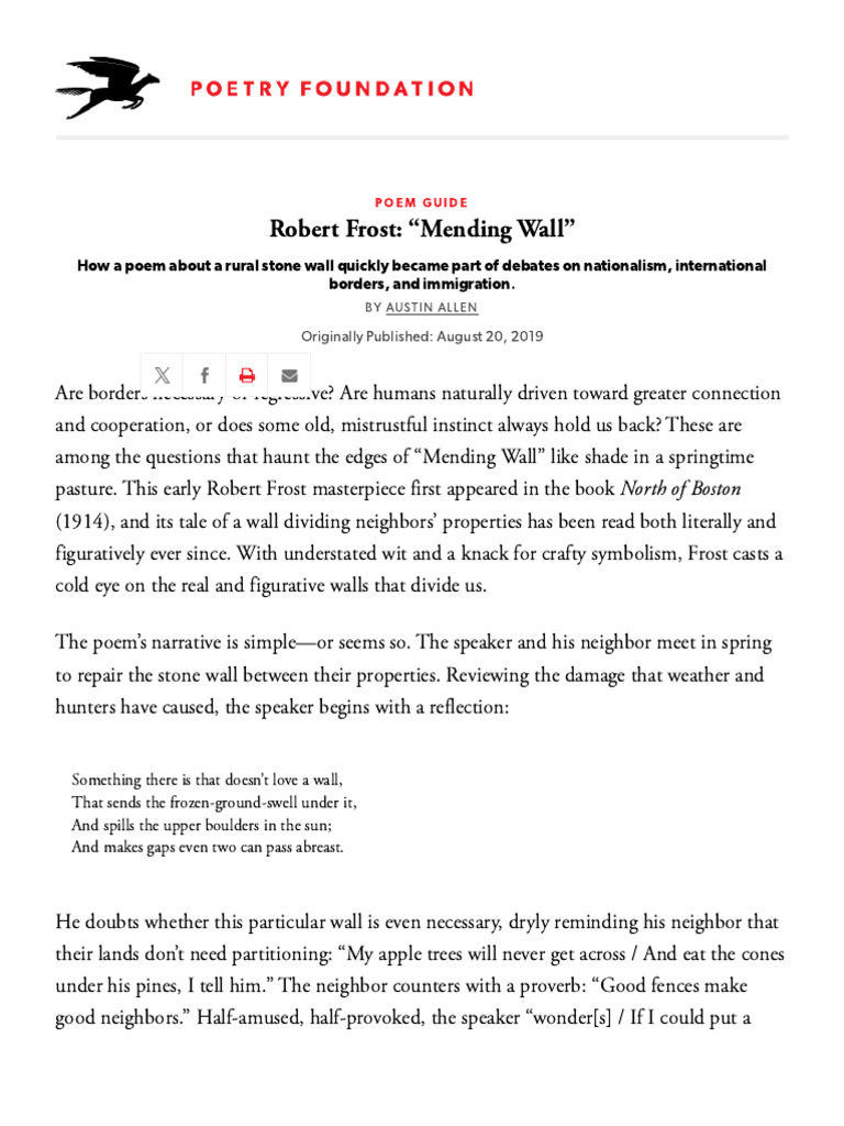 Robert Frost_ “Mending Wall” _ The Poetry Foundation | PDF | Soviet ...