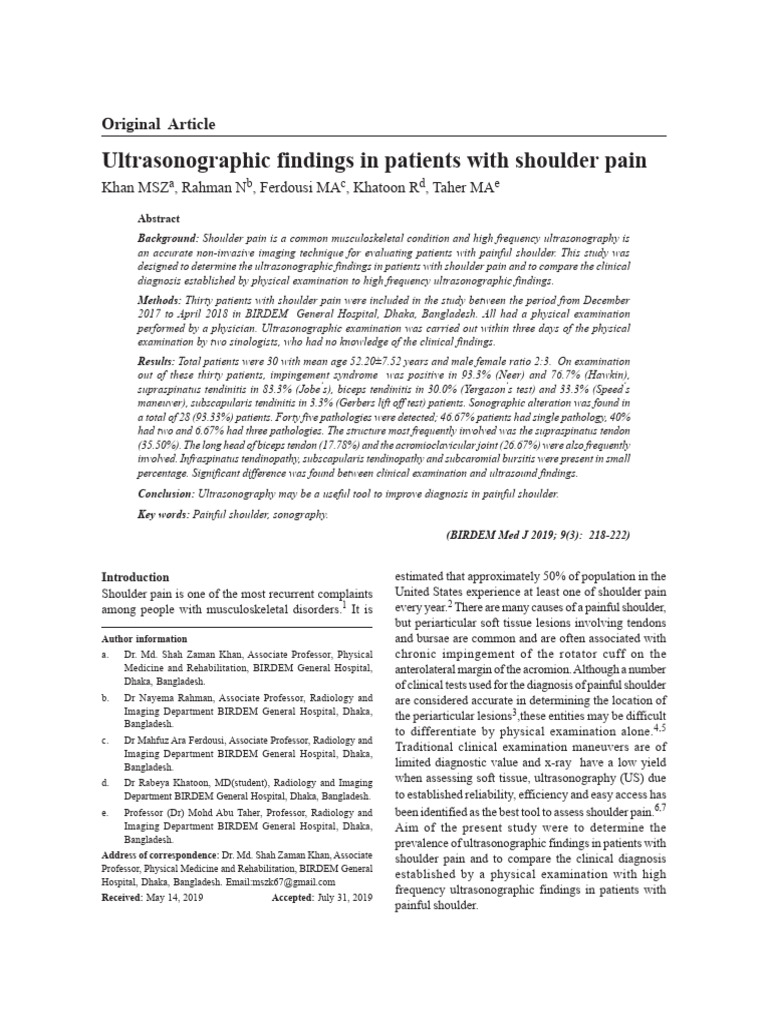Khan 2019 - USG Shoulder Painadmin,+218-222 | PDF | Shoulder ...