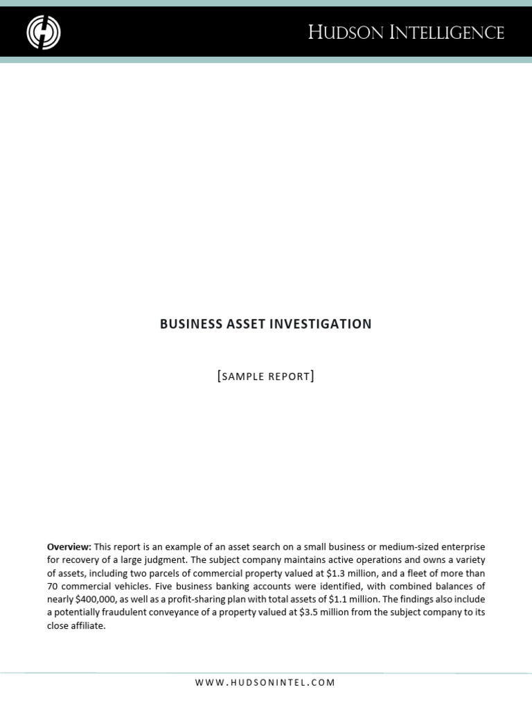 Asset Search Sample - Business 2 | PDF | Bankruptcy | Credit