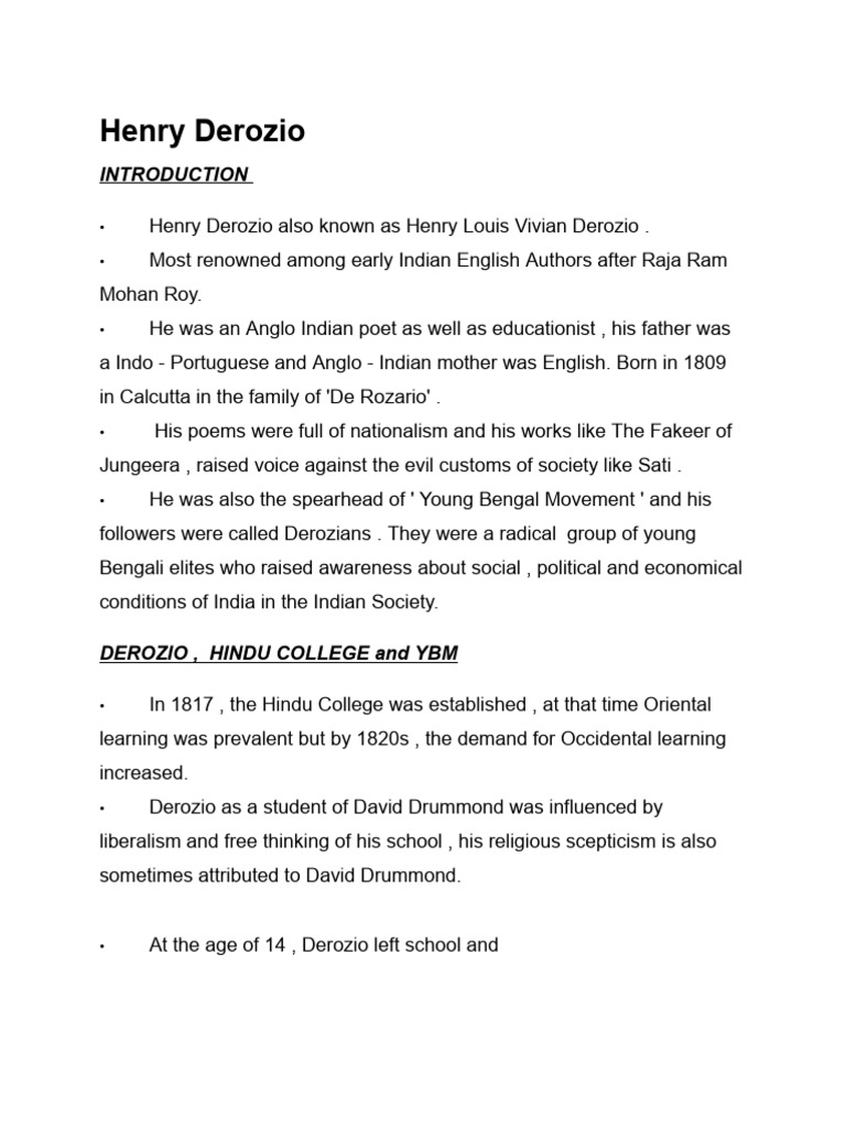 Henry Derozio | PDF