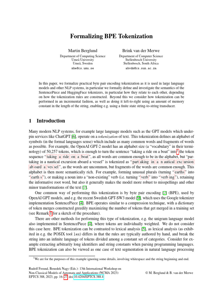 Formalizing BPE Tokenization | PDF | String (Computer Science ...