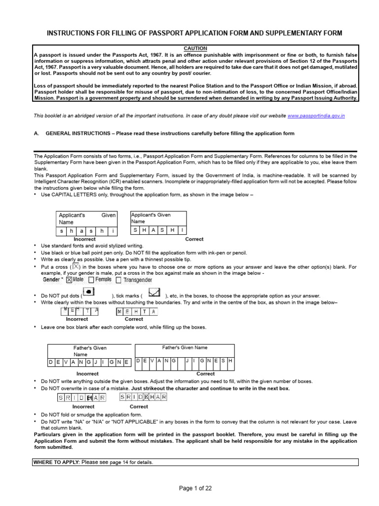 Passport Application Form Instructions | PDF | Passport | Naturalization
